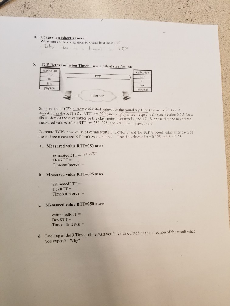Solved 4. Congestion (short answer) Wh at can cause | Chegg.com