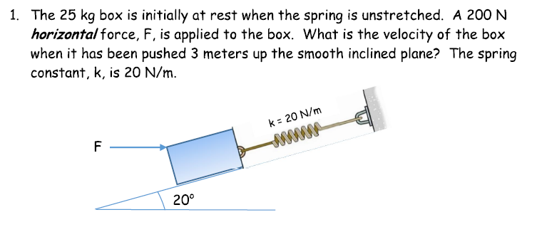Solved 1. The 25 kg box is initially at rest when the spring | Chegg.com