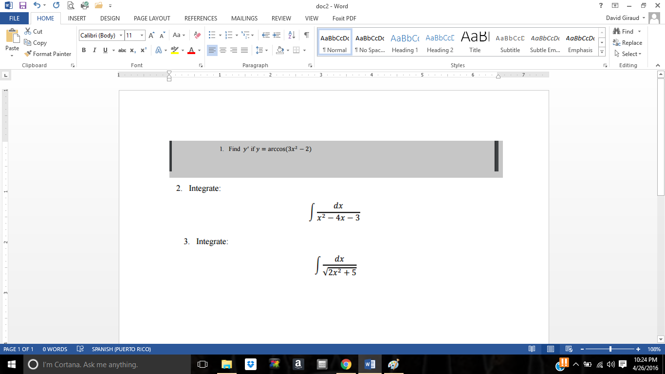 Solved Find y' if y = arccos(3x^2 - 2) Integrate: integral | Chegg.com