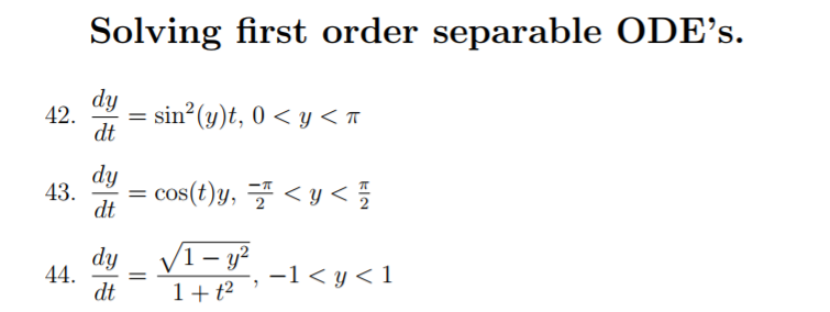 Solved Solving first order separable ODE' dyt?dt = sin^2 | Chegg.com