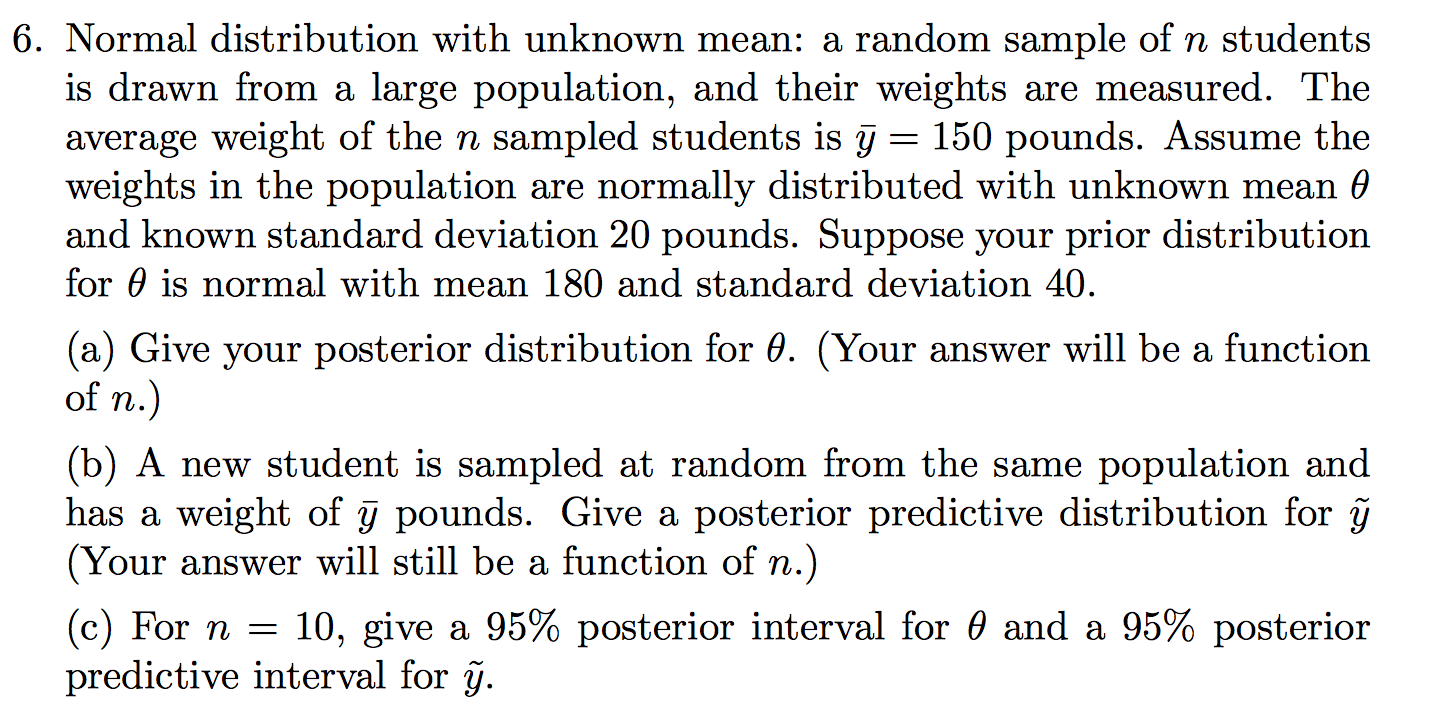Solved Normal Distribution With Unknown Mean A Random