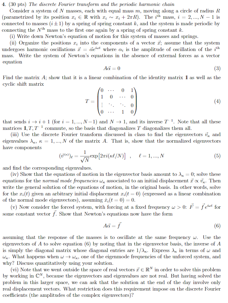 Solved 4. (30 pts) The discrete Fourier transform and the | Chegg.com