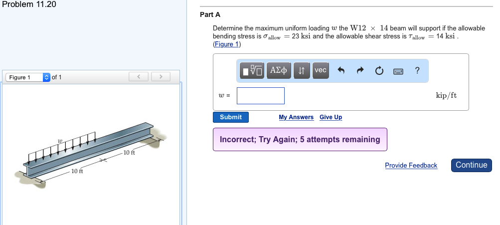 Solved Determine the maximum uniform loading w the W12 Times | Chegg.com