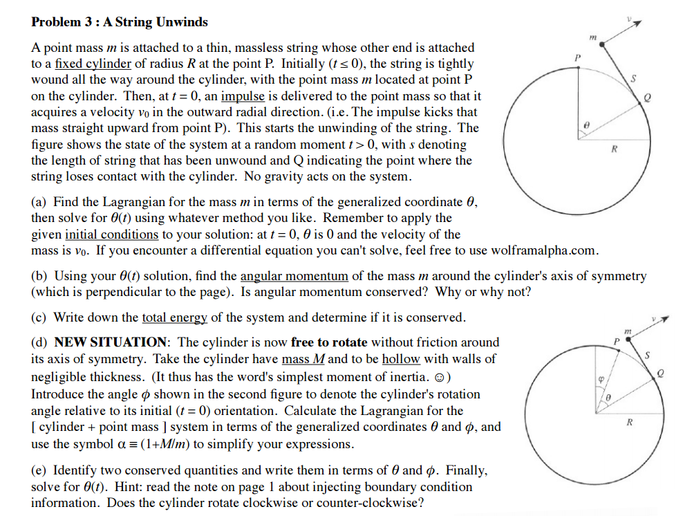 A Point Mass M Is Attached To A Thin Massless String