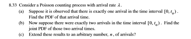 8.33 Consider a Poisson counting process with arrival | Chegg.com