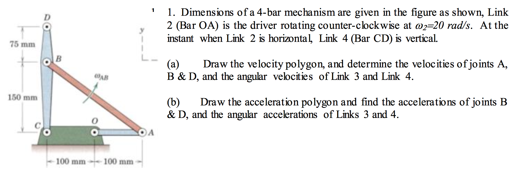 Solved Dimensions of a 4-bar mechanism are given in the | Chegg.com