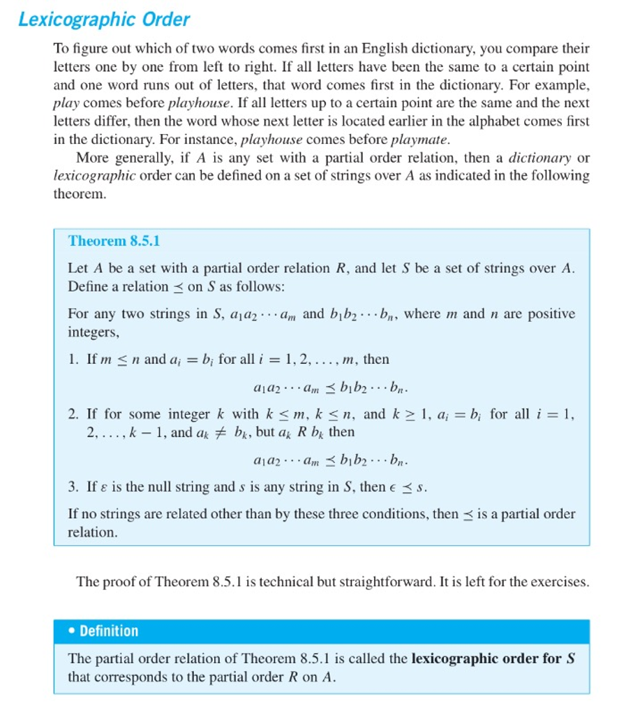 Solved Lexicographic Order To figure out which of two words | Chegg.com
