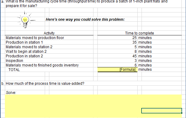 Solved C. Calculate the manufacturing cycle efficiency Solve | Chegg.com