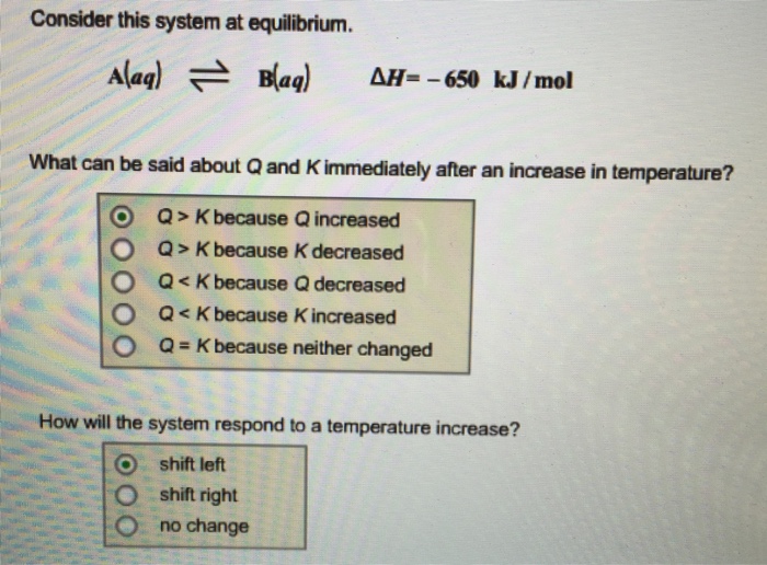 Solved Consider this system at equilibrium. What can be said | Chegg.com