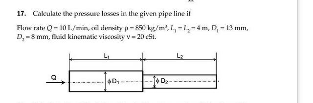 Solved Calculate the pressure losses in the given pipe line | Chegg.com