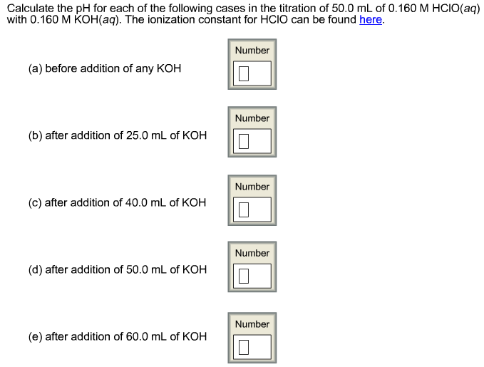 Solved Calculate the pH of each of the following cases in | Chegg.com