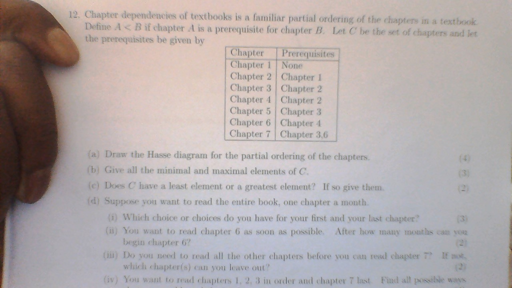Solved 12. Chapter dependencies of textbooks is a familiar | Chegg.com