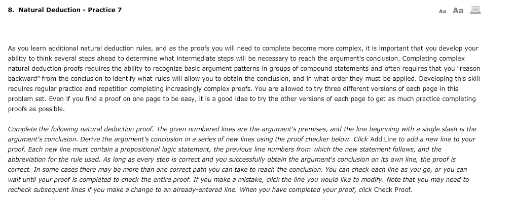 Solved 8. Natural Deduction Practice 7 Aa Aa As you learn | Chegg.com