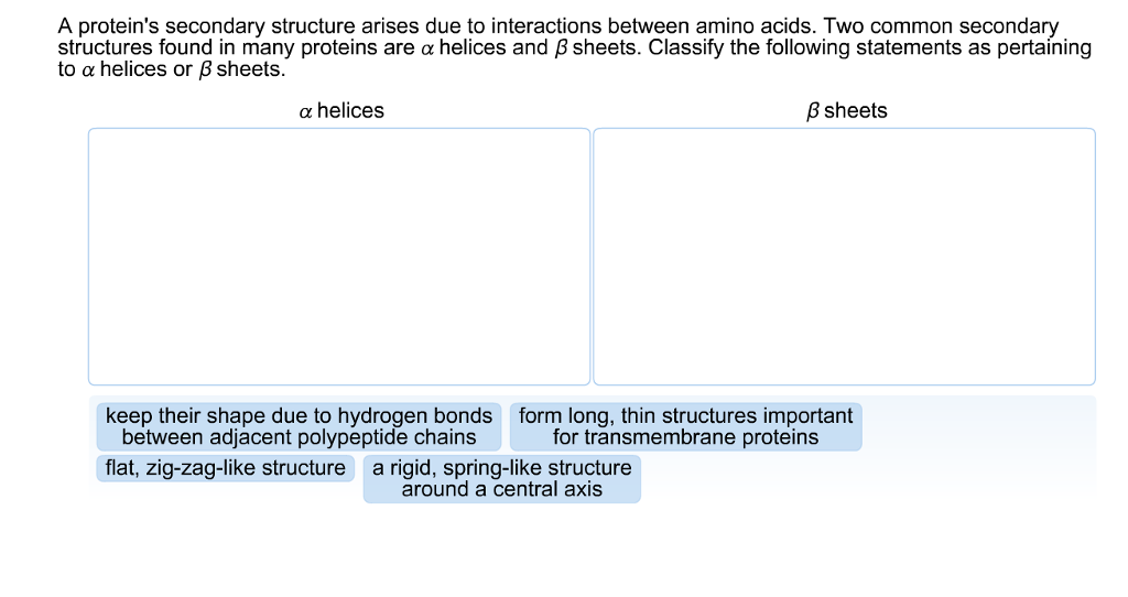 Solved A protein's secondary structure arises due to | Chegg.com
