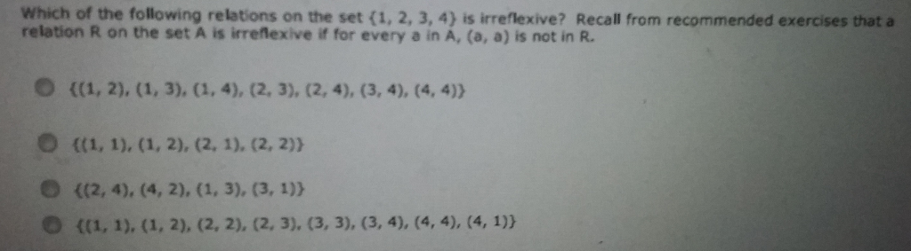 Solved Which of the following relations on the set {1, 2, 3, | Chegg.com