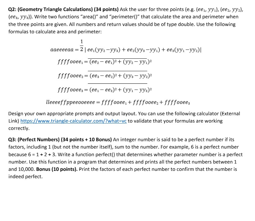 Solved Q2: (Geometry Triangle Calculations) (34 points) Ask | Chegg.com