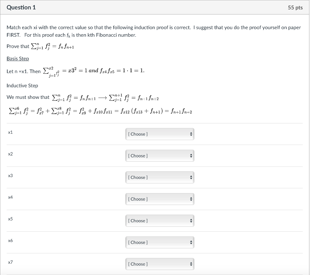 Match each xi with the correct value so that the | Chegg.com