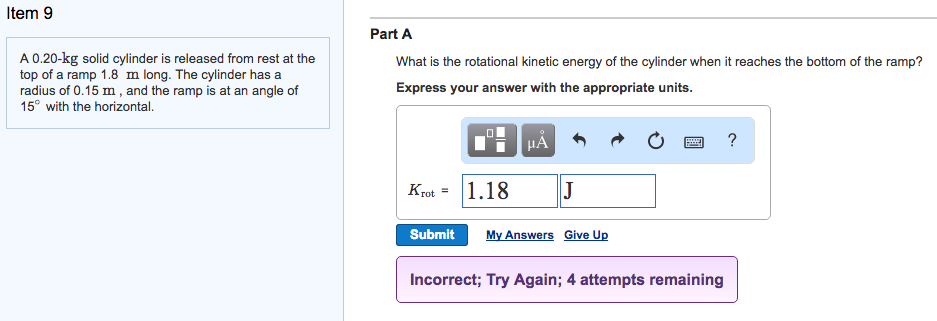 Solved Item 9 Part A A 0.20-kg solid cylinder is released | Chegg.com