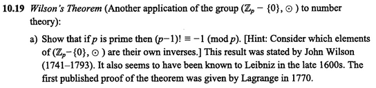 Solved Wilson's Theorem (Another application of the group | Chegg.com