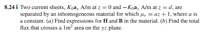 Solved 8.241 Two current sheets, K0ay A/m at z = 0 and-Koay | Chegg.com