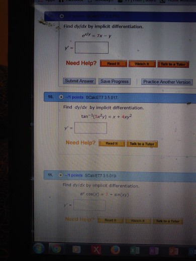 Solved Find dy/dx by implicit differentiation. e^x/y = 7x - | Chegg.com