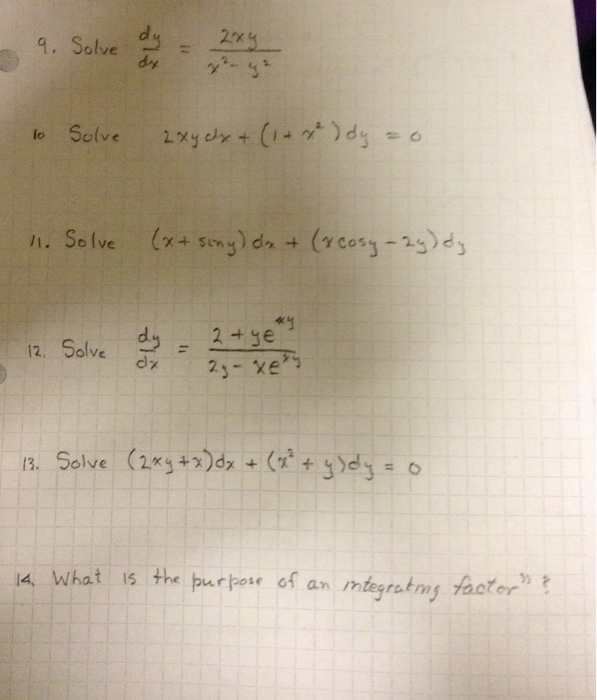 Solved 9. Solve dy/dx = 2xy/x^2 ? y^2 10. Solve 2xydx + (1 | Chegg.com Solved 9. Solve dy/dx = 2xy/x^2 ? y^2 10. Solve 2xydx + (1 | Chegg.com