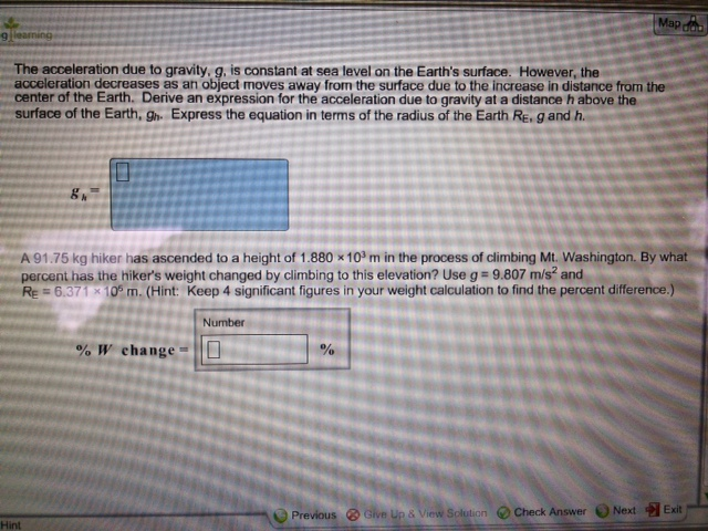 Solved: The Acceleration Due To Gravity, G. Is Constant At... | Chegg.com