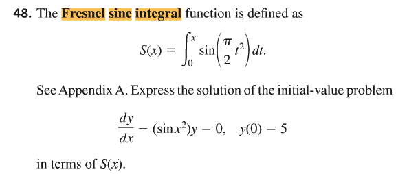 Solved 48. The Fresnel sine integral function is defined as | Chegg.com