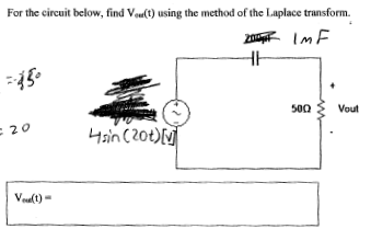 Solved For the circuit below, find Vout(t) using thc method | Chegg.com