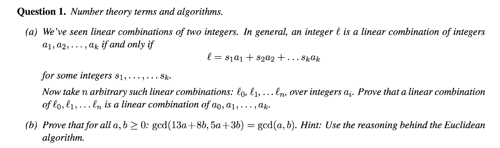 Solved Question 1. Numher theory terms and algorithms (a) | Chegg.com