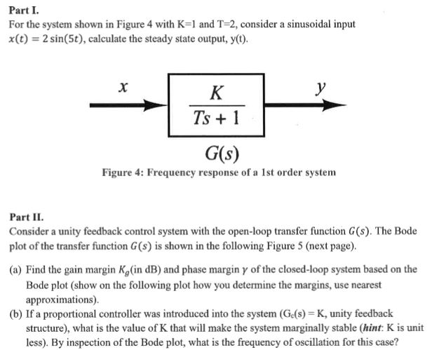 Solved Part For the system shown in Figure 4 with K l and T | Chegg.com