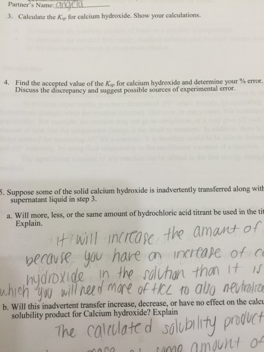 Solved Chem 182: Experiment 8 Determining the Ksp of Calcium | Chegg.com