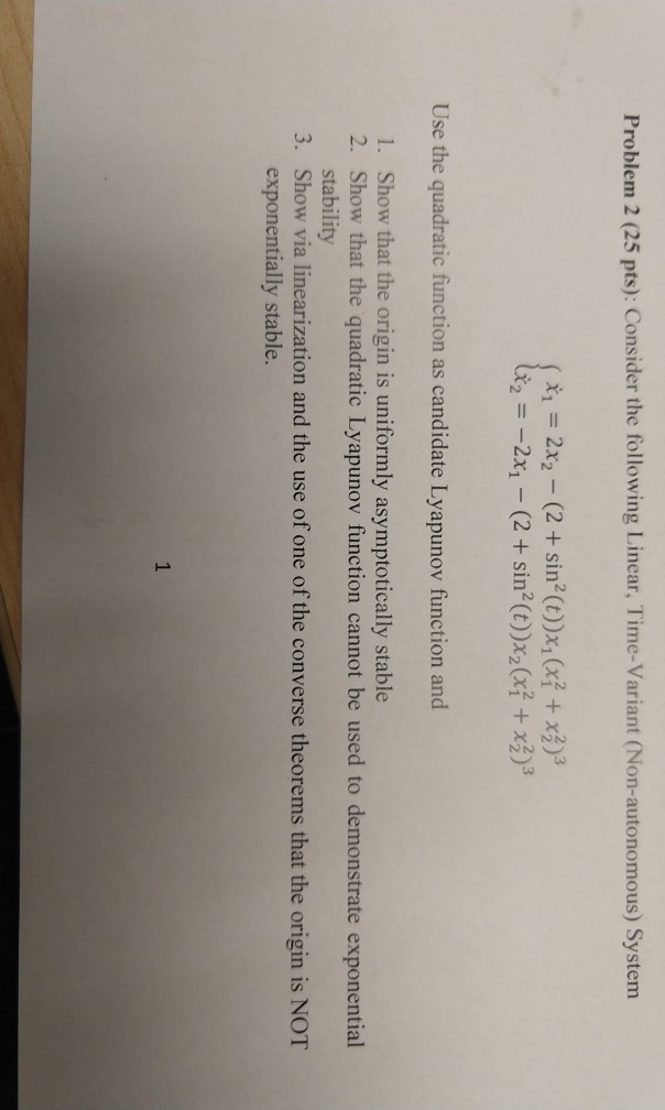 Solved Problem 2 (25 pts): Consider the following Linear, | Chegg.com