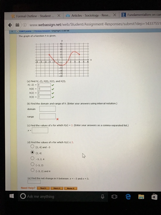 Solved The graph of a function h is given. Find h(-2), | Chegg.com