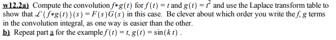 Solved w12.2a) Compute the convolution feg(t) for f(t) and | Chegg.com
