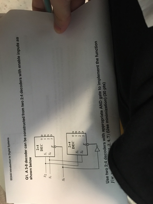 Solved A 3-8 decoder can be constructed from two 2:4 | Chegg.com