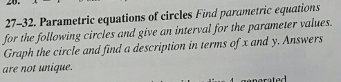 Solved 27-32. Parametric equations of circles Find | Chegg.com