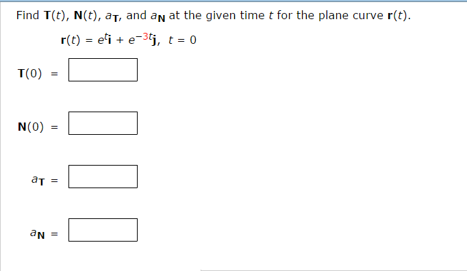 Solved Find T(t), N(t), aT, and aN at the given time t for | Chegg.com