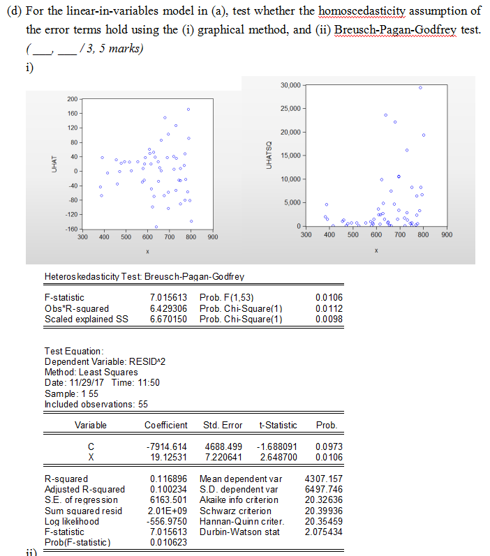 Solved (a) Based on fitted linear-in-variables model in | Chegg.com