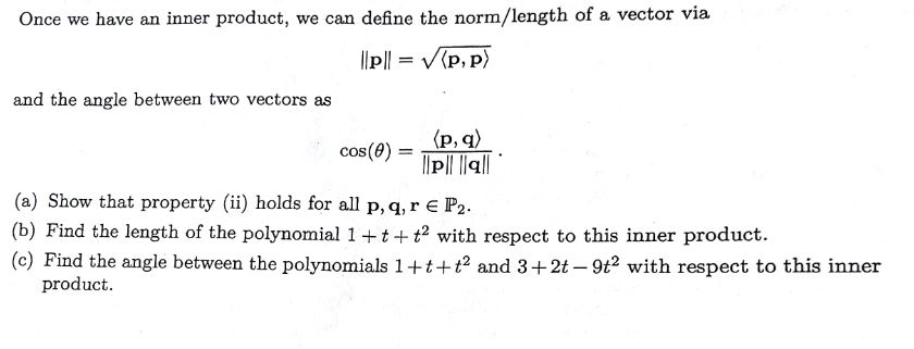 Solved An inner product on the polynomial space P2 is a | Chegg.com