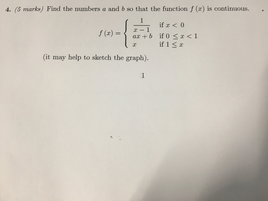 Solved Find the numbers a and b so that the function f(x) is | Chegg.com
