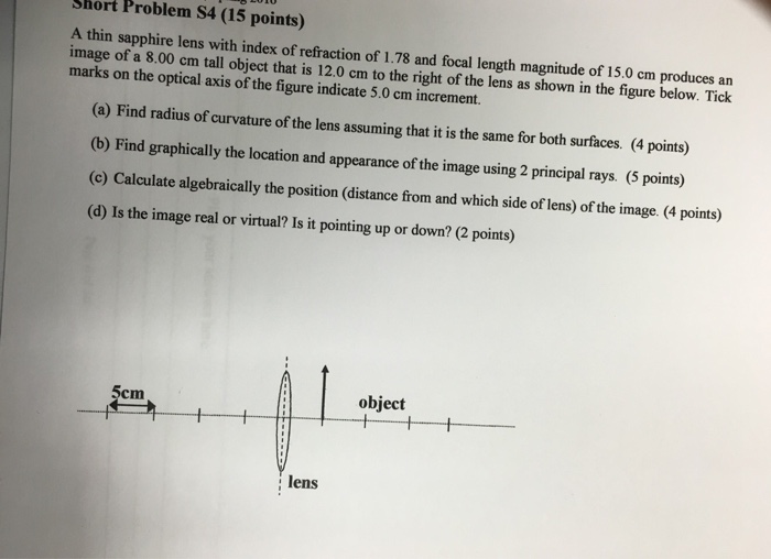 Solved A thin sapphire lens with index of refraction of 1.78 | Chegg.com