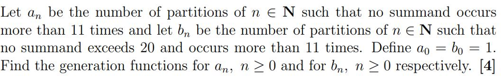 Solved Let an be the number of partitions of n E N such that | Chegg.com