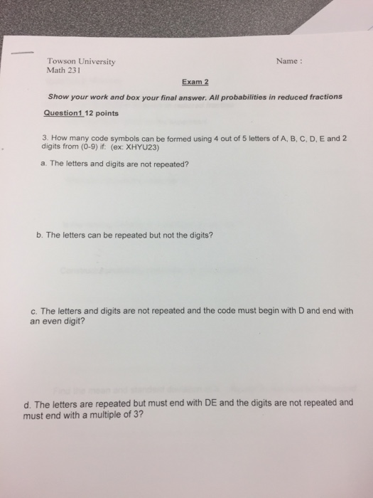 Solved How many code symbols can be formed using 4 out of 5 | Chegg.com