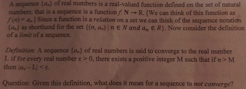 Solved A sequence {a_n} of real numbers is a real-valued | Chegg.com