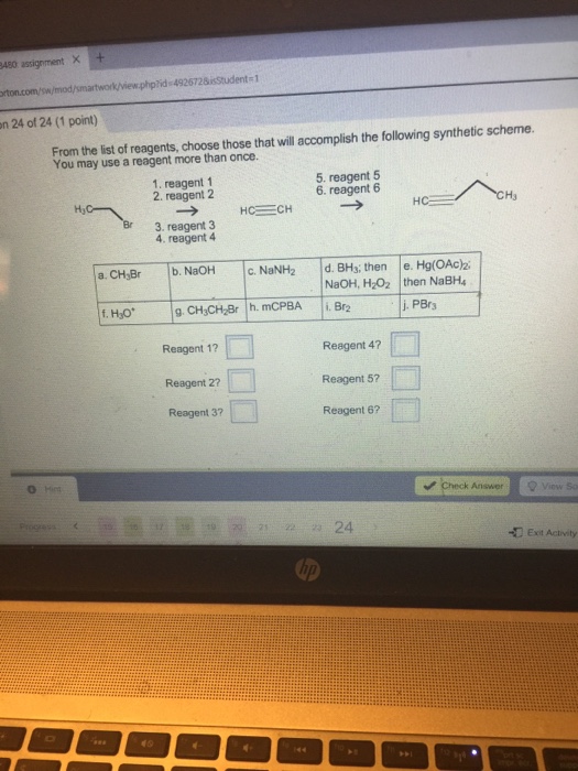 Solved From the list of reagents, choose those that will | Chegg.com