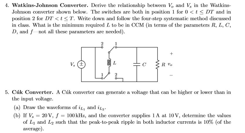 Solved 4. Watkins-Johnson Converter. Derive the relationship | Chegg.com