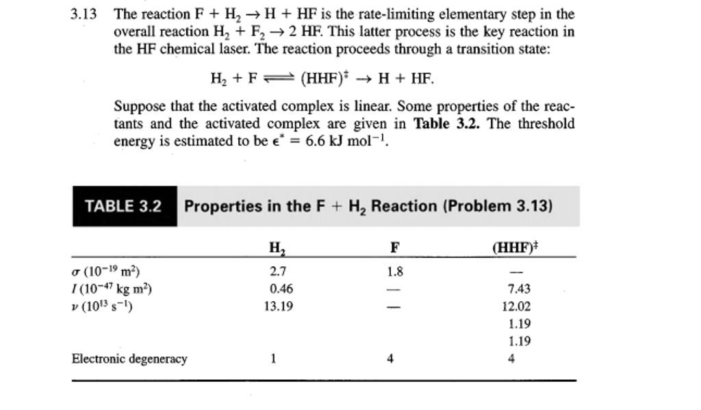 The reaction F + H_2 rightarrow H + HF is the | Chegg.com