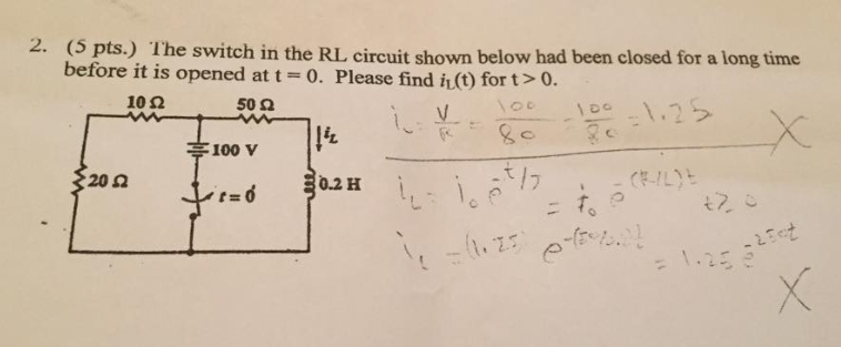 Solved 2. (5 pts.) The switch in the RL circuit shown below | Chegg.com