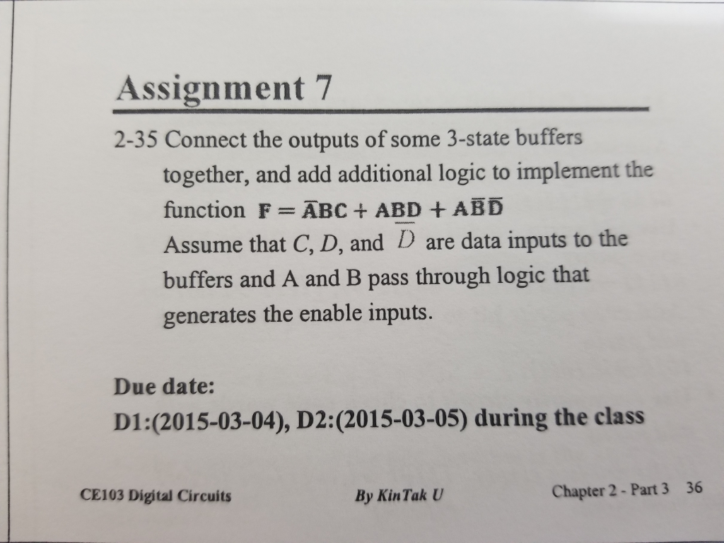 Solved Assignment 7 2-35 Connect the outputs of some 3-state | Chegg.com